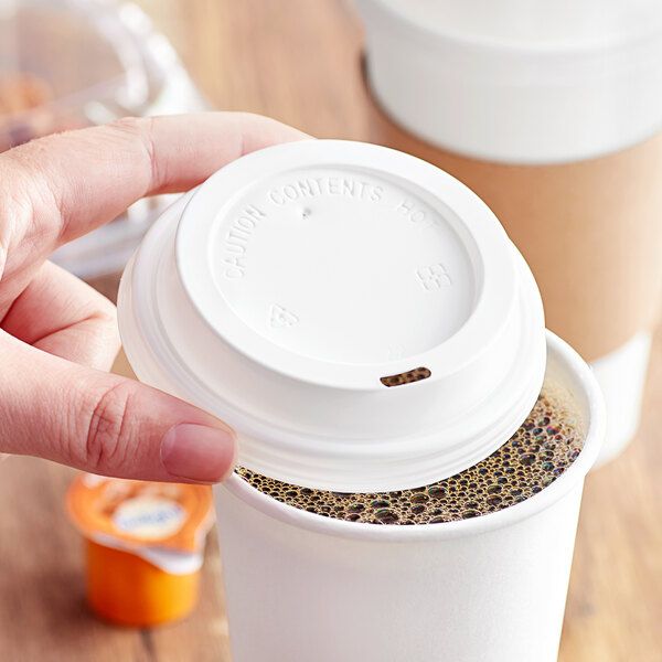 100 x White Sip Thru Lids for 12/16oz Hot Drinks Cups | iKrafts