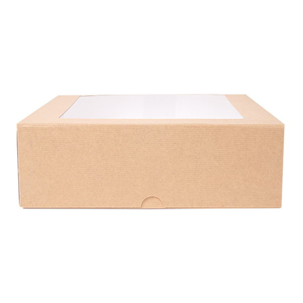 50 x Square Kraft Brown Windowed Cake Boxes - Various Sizes | iKrafts