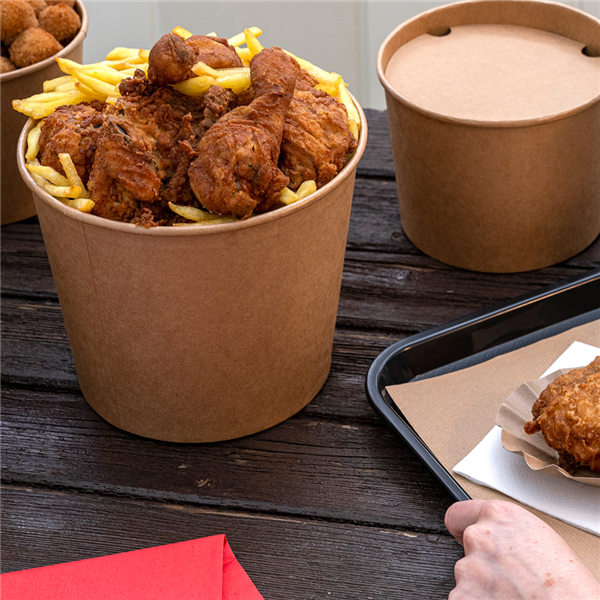 Kraft Brown Cardboard Chicken/Fast Food Buckets & Lids - Multiple Sizes ...