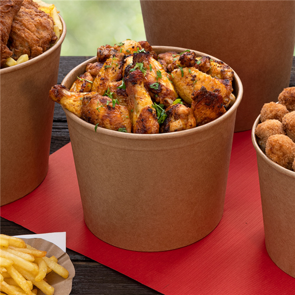 Kraft Brown Cardboard Chicken/Fast Food Buckets & Lids - Multiple Sizes ...