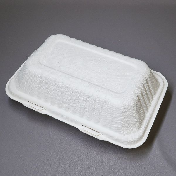 HP3 Biodegradable Bagasse Hinged Hot Food Box | iKrafts