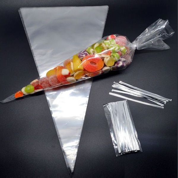 Large Plastic Cone Sweet Bags with Twist Ties | iKrafts