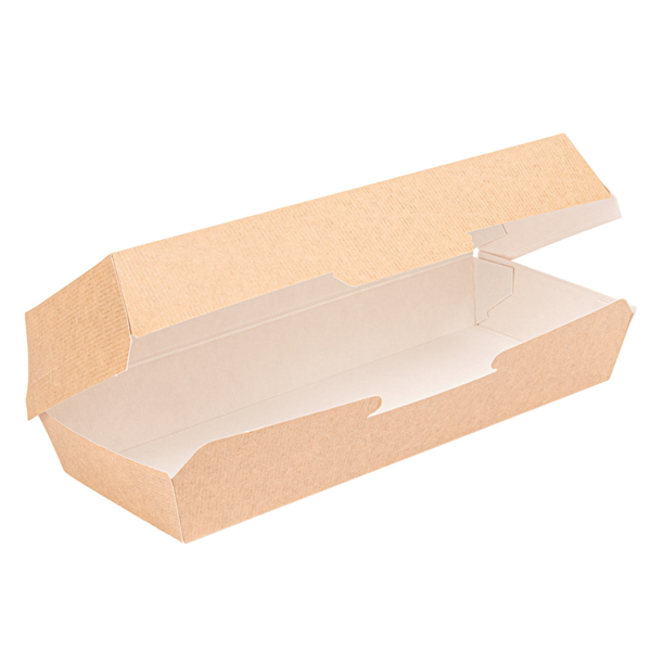 50 x Kraft Brown Card Extra Long Clamshell Food Boxes | iKrafts