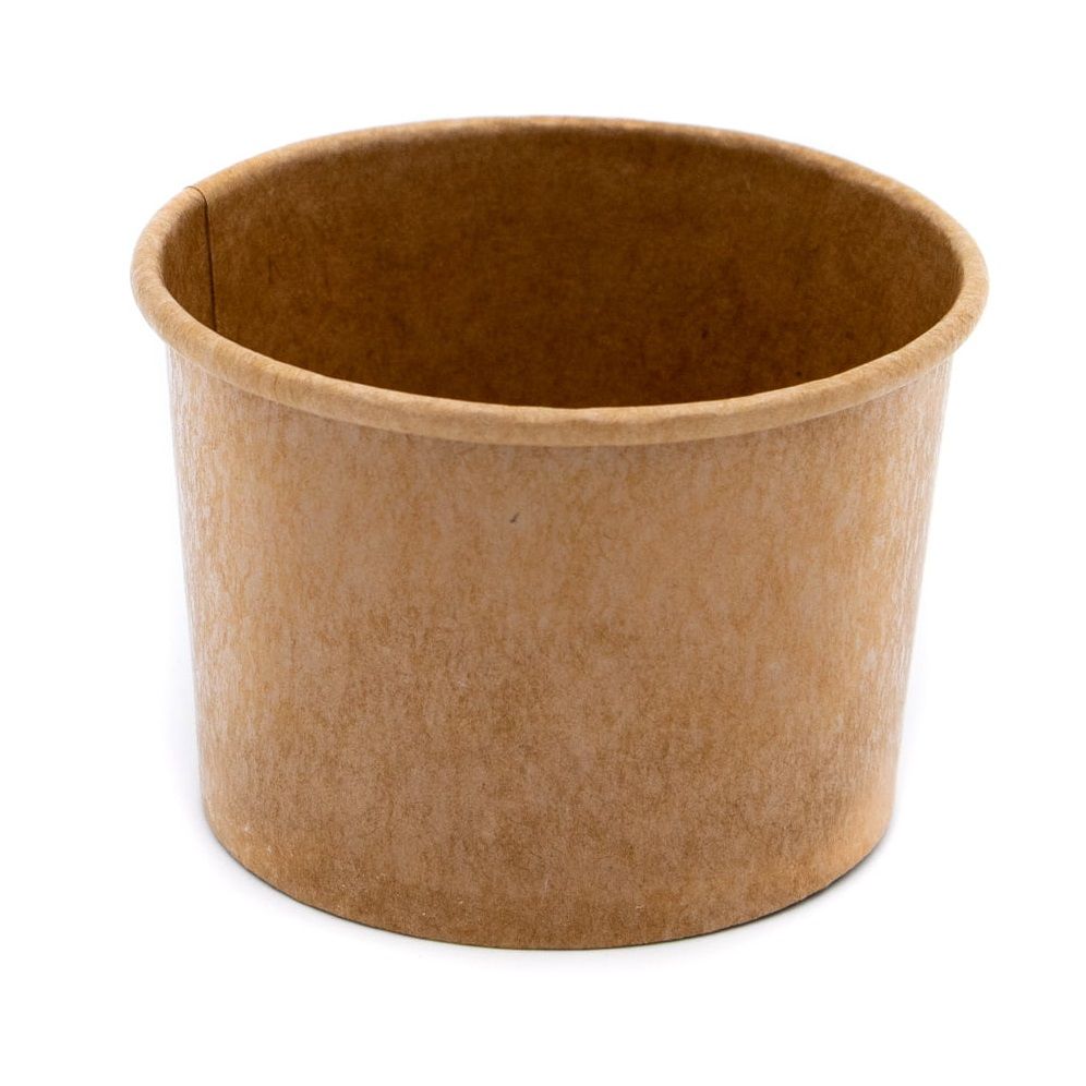 50 x 4oz Kraft Paper Food Tubs & Flat Plastic Lids | iKrafts