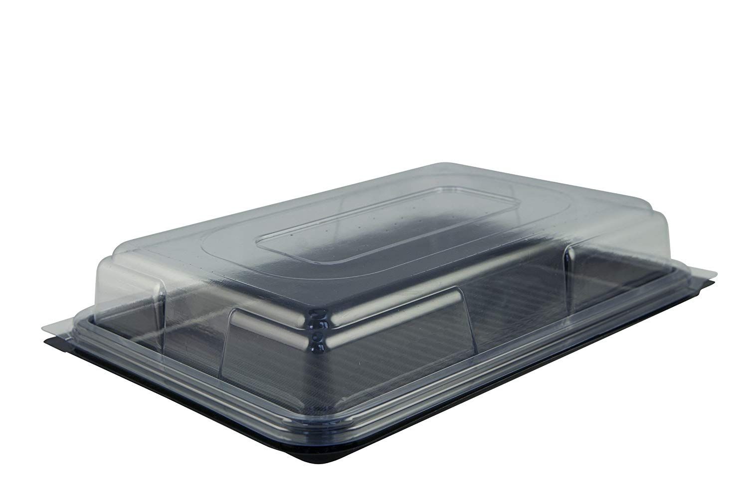 Reusable Black Plastic Buffet Platters & Clear Lids | iKrafts