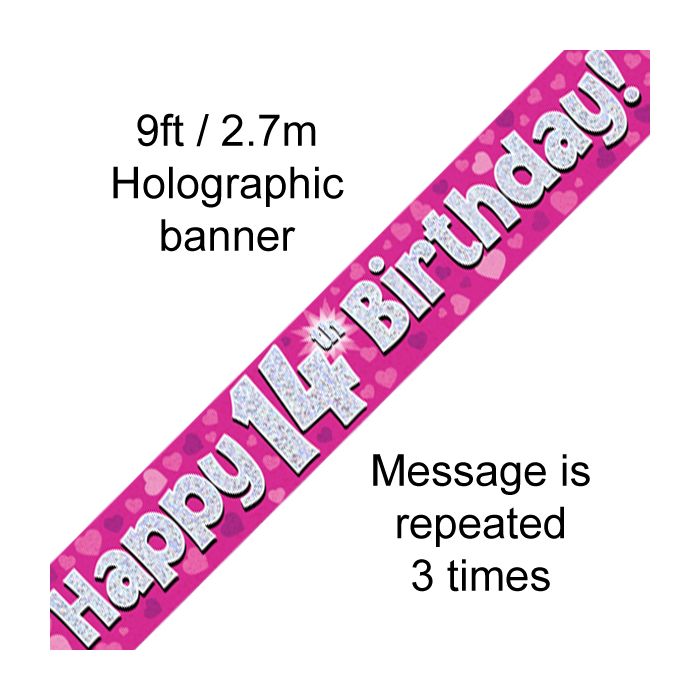 Children's Age Pink Glitz Foil Banners
